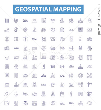 Geospatial mapping line icons, signs set....のイラスト素材 [100247625] - PIXTA