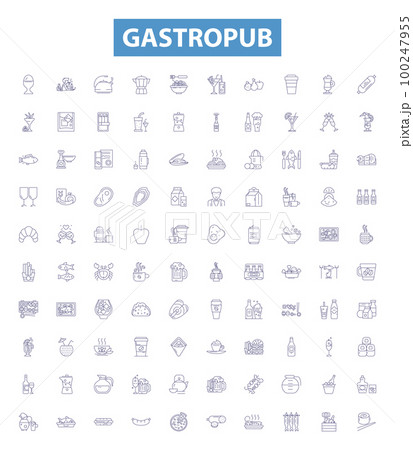 Gastropub line icons, signs set. Pub, Gastro,...のイラスト素材 [100247955] - PIXTA