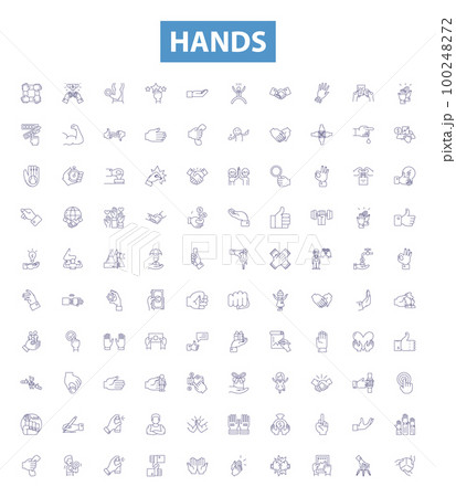 Hands line icons, signs set. Palms, Clenched,...のイラスト素材 [100248272] - PIXTA
