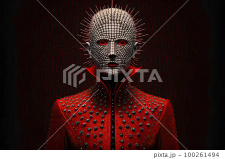 Portrait of punk in spikes and leather clothes...のイラスト素材 [100261494 ...