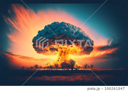 Nuclear explosion on the horizon created with...のイラスト素材 [100261847] - PIXTA