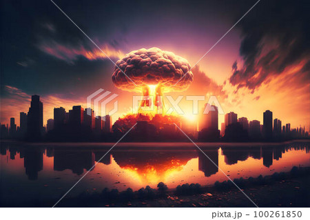 Nuclear explosion on the horizon created with...のイラスト素材 [100261850] - PIXTA