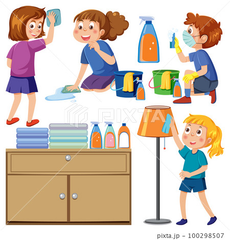 Children Helping At Home Clipart