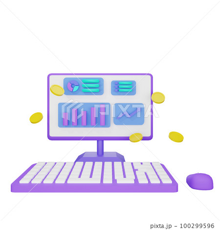 3d rendering computer with increased traffic...のイラスト素材 [100299596] - PIXTA