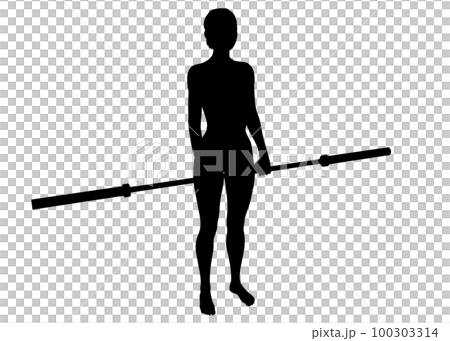 Silhouette of a woman doing upright rowing with... - Stock Illustration ...
