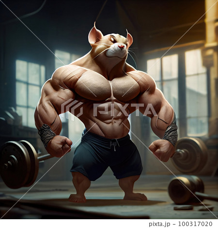 Mouse Bodybuilder, Muscular Rat in Gym,...のイラスト素材 [100317020] - PIXTA