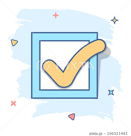 Cartoon check mark icon in comic style....のイラスト素材 [100321481] - PIXTA
