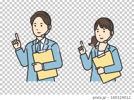 Illustration set of female and male operators... - Stock Illustration ...