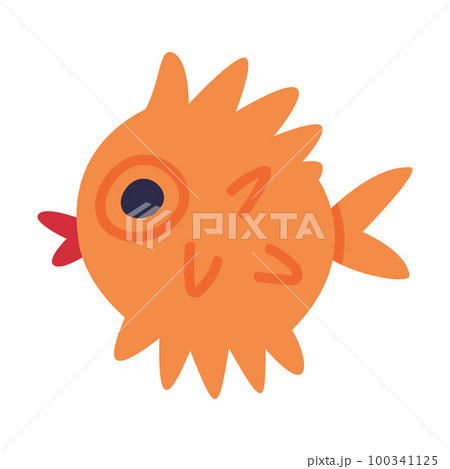 Cute puffer fish. Side view of small tropical...のイラスト素材 [100341125] - PIXTA