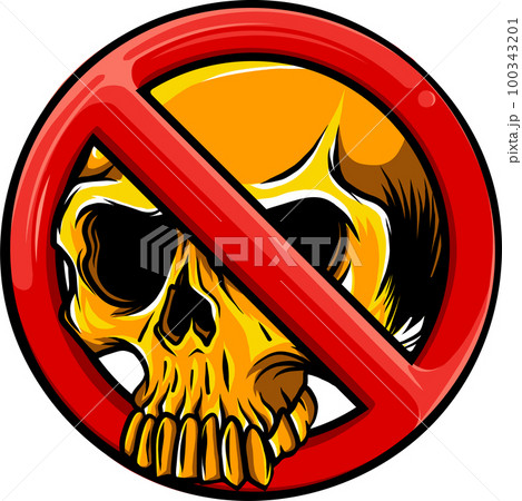 Stop or ban red round sign with skullのイラスト素材 [100343201] - PIXTA