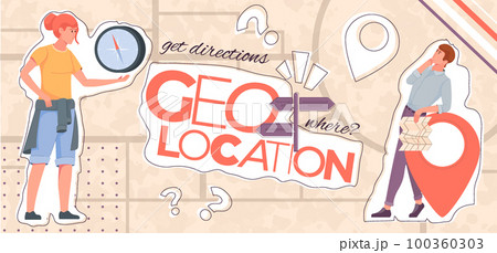 Geolocation Flat Collageのイラスト素材 [100360303] - PIXTA