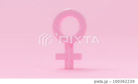 Pink female gender symbol. On pink background....のイラスト素材 [100362239 ...