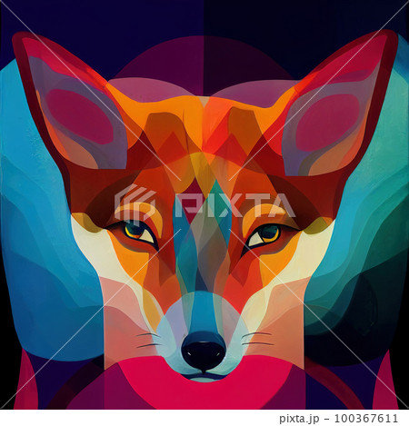 Multicolor patterned fox portrait. Decorative...のイラスト素材 [100367611] - PIXTA