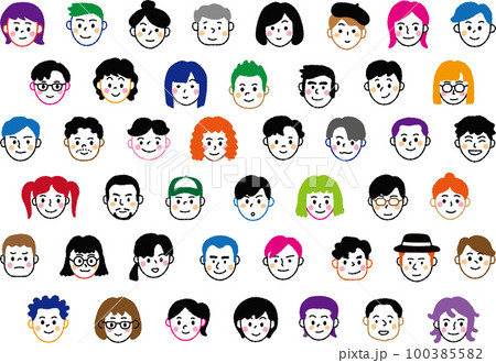 いろんな顔-カラーのイラスト素材 [100385582] - PIXTA