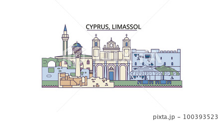 Cyprus, Limassol tourism landmarks, vector city...のイラスト素材 [100393523 ...