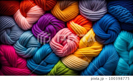 Rainbow interlaced yarn threads for knitting...のイラスト素材 [100398775] - PIXTA