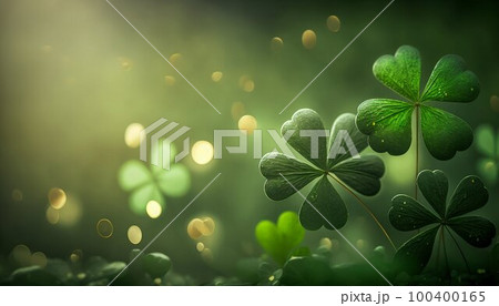 Saint Patrick green background banner with...のイラスト素材 [100400165] - PIXTA