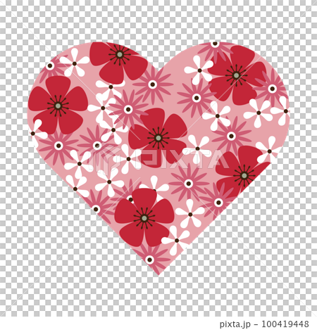 Heart-shaped and flower pattern illustration - Stock Illustration ...
