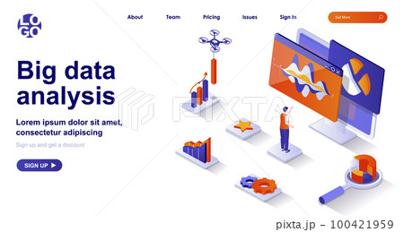 Big data analysis isometric landing page....のイラスト素材 [100421959] - PIXTA