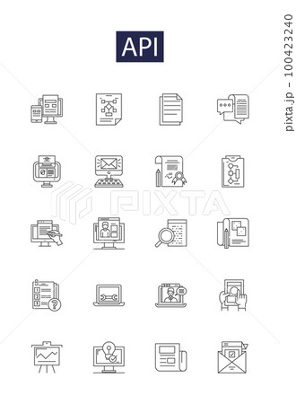 Api line vector icons and signs. Application,...のイラスト素材 [100423240] - PIXTA