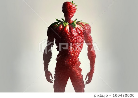 Strawberry Human shape vegetable Creative diet...のイラスト素材 [100430000 ...