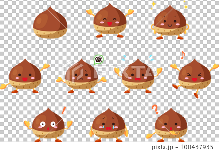 Cute chestnut illustrations with various... - Stock Illustration ...