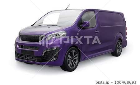 Violet van on a white background. A small...のイラスト素材 [100468693] - PIXTA