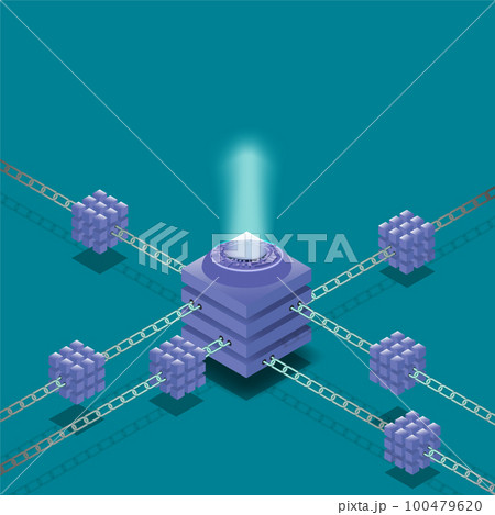 Blockchain technology isometric concept with...のイラスト素材 [100479620] - PIXTA