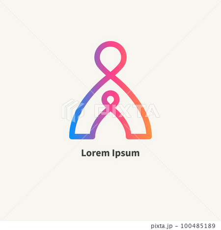Mother and child minimal logo, abstract family...のイラスト素材 [100485189 ...