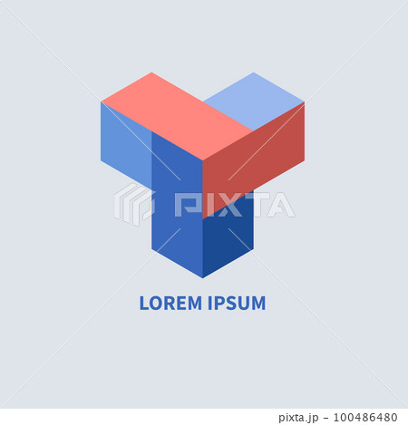 Geometric shape, 3d logoのイラスト素材 [100486480] - PIXTA