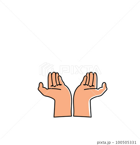 Two Hands holding object. Finger pointing up...のイラスト素材 [100505331] - PIXTA