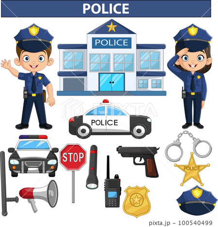Police officer elements equipment collectionのイラスト素材 [100540499] - PIXTA