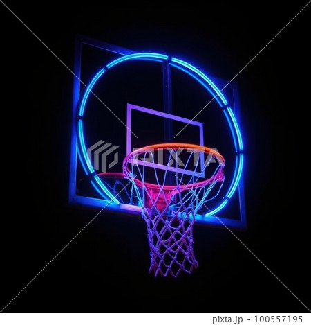 Neon basketball hoop on black backgroundのイラスト素材 [100557195] - PIXTA
