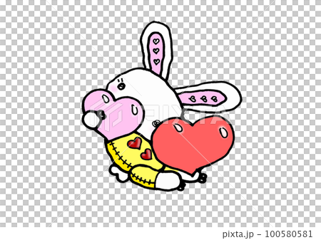 Flying star rabbit_heart - Stock Illustration [100580581] - PIXTA