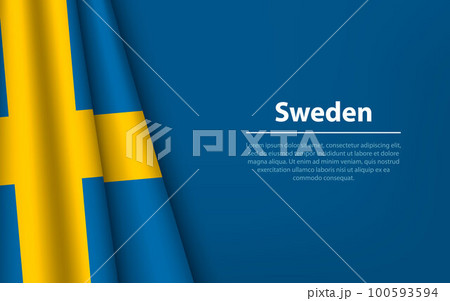 Wave flag of Sweden with copyspace background.のイラスト素材 [100593594] - PIXTA