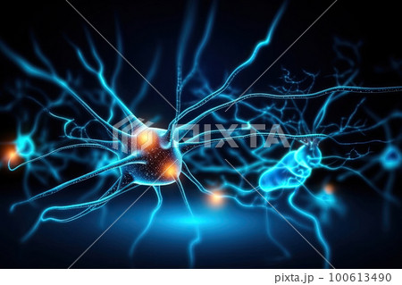 Neuron cells on abstract background, neural...のイラスト素材 [100613490] - PIXTA