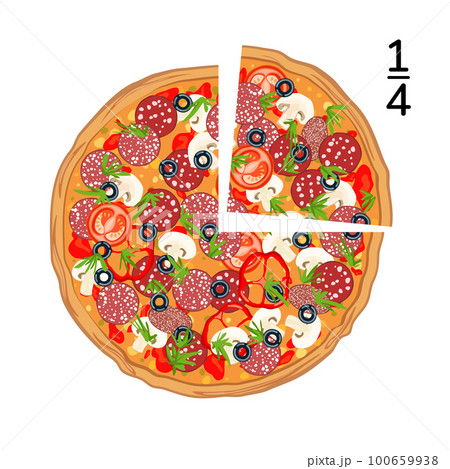 Traditional pizza cut into piecesのイラスト素材 [100659938] - PIXTA