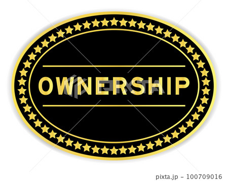 Black and gold color oval label sticker with...のイラスト素材 [100709016] - PIXTA