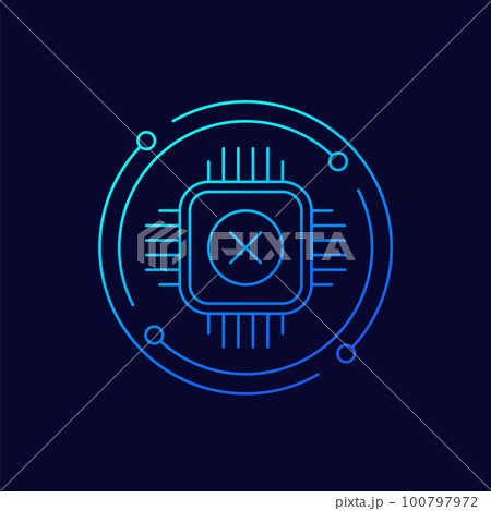 chip failure or microchip error icon, linearのイラスト素材 [100797972] - PIXTA