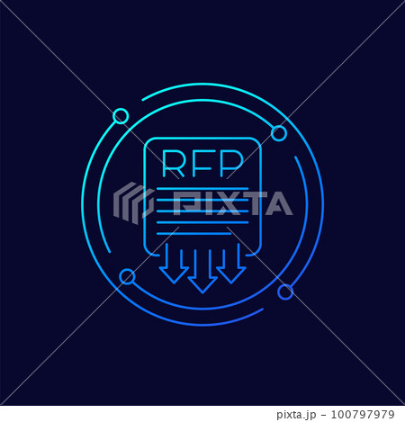 RFP, send request for proposal icon, linear designのイラスト素材 [100797979 ...