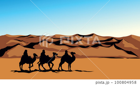 Camel caravan travels. Vector drawingのイラスト素材 [100804958] - PIXTA