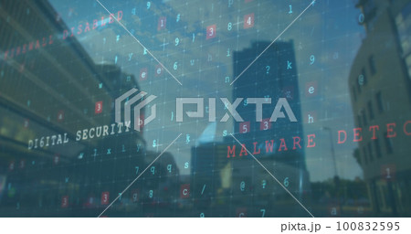 Image of data processing and hacking texts over...のイラスト素材 [100832595 ...