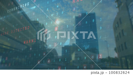 Image of data processing and hacking texts over...のイラスト素材 [100832624 ...