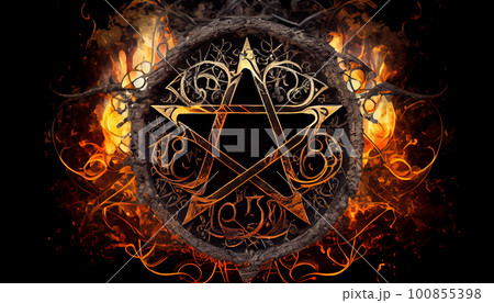Black mass montage of occult Satanic pentagram...のイラスト素材 [100855398 ...