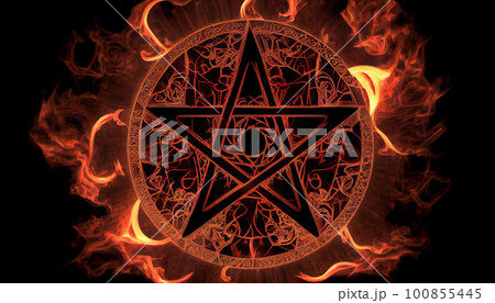 Black mass montage of occult Satanic pentagram...のイラスト素材 [100855445 ...
