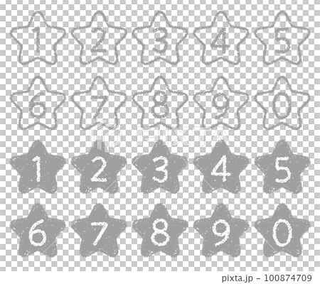 Hand-drawn crayon material star-shaped number... - Stock Illustration ...