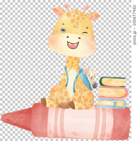cute happy giraffe kid animal back to school...のイラスト素材 [100877482] - PIXTA