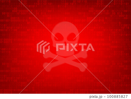 Skull on red binary code number backgroundのイラスト素材 [100885827] - PIXTA