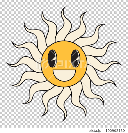 Groovy sun cartoon characters. Funny happy sun... - Stock Illustration ...
