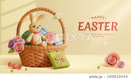 3D adorable Easter basket posterのイラスト素材 [100910334] - PIXTA
